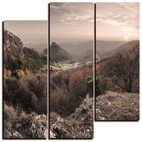 Obraz na plátně - Podzimní krajina při západu slunce, Slovensko, Vrsatec - čtverec 3260FD (75x75 cm)