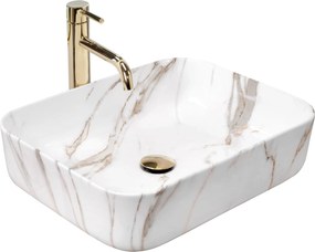 Rea Demi, keramické umyvadlo na desku 505x395x130 mm, imitace kamene Shiny Aiax, REA-U4100