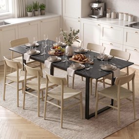 HOMCOM Rozkládací jídelní stůl 140-180 cm pro 6-8 osob, obdélníkový v industriálním designu s ocelovou konstrukcí, černá