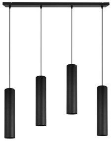 Závěsné svítidlo TUBA, 4x černé kovové stínítko