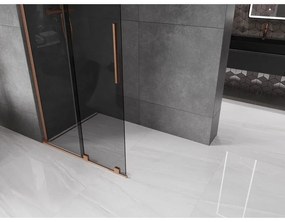 Mexen Velar L, posuvná sprchová zástěna Walk-in 120 x 200 cm, 8mm šedé sklo, měděná matná, 871-120-003-43-65