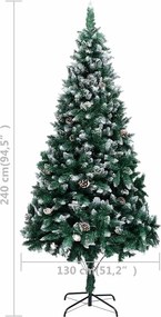 Umělý vánoční stromek se šiškami a bílým sněhem 240 cm 321018