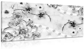 Obraz luxusní květinové šperky v černobílém provedení Varianta: 120x60