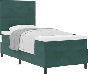 Postel s boxspringem s čelo Tmavě zelená 100 x 200 cm samet 3339815