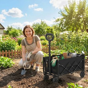 Ruční vozík 60L Skládací ruční vozík Zahradní vozík Přepravní vozík s teleskopickou rukojetí Zadní dveře Držák na pohár