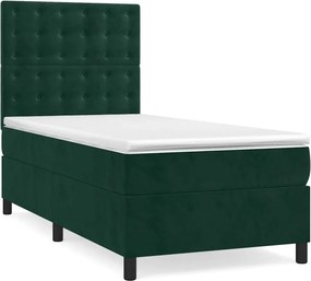Box spring postel s matrací tmavě zelená 80 x 200 cm samet 3143232