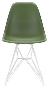 Eames Plastic Chair DSR bíle lakovaná lesní zelená černé na tvrdou podlahu Vitra