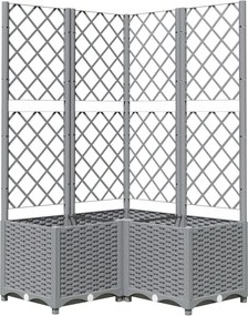 Zahradní truhlík s treláží světle šedý 80 x 80 x 136 cm PP 153276