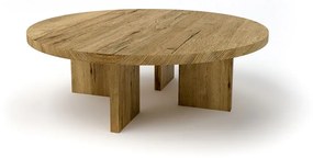 Dubový konferenční stolek Round Fold z masivu Rozměr: 700 x 700 x 300, Barva dřeva: Žíhaná černá