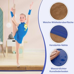 Costway 240 cm dětská balanční kladina s rukojetí a semišovým potahem skládací