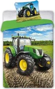 Dětské bavlněné povlečení ZELENÝ TRAKTOR 006 - 140x200 cm