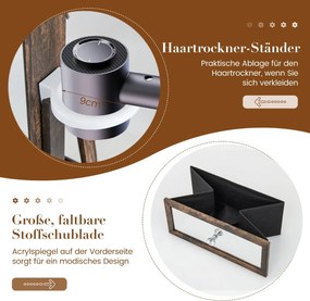 Costway Šperkovnice 360° otočná zrcadlová skříňka se zrcadlem po celé délce