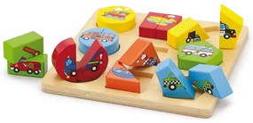 Dřevěné vkládací puzzle tvary s autíčky Viga