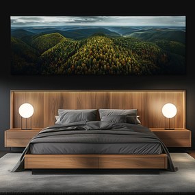 Obraz na plátně - Krajina s lesy, kam se podíváš FeelHappy.cz Velikost obrazu: 210 x 70 cm