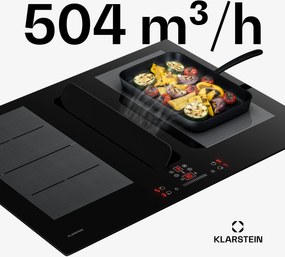 Klarstein Indukční varná deska ChefFusion s digestoří | 4 varné zóny | 7200 W | 504,3 m³/h | 70 cm
