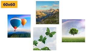 Set obrazů přelet balónem nad zemí Varianta: 4x 40x40