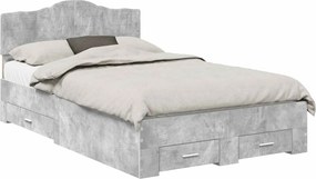 Rám postele s čelo Betonově šedá 135 x 190 cm Kompozitní dřevo 3413205