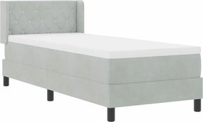 Postel s boxspringem s čelo Světle šedá 200 x 80 cm samet 3341384