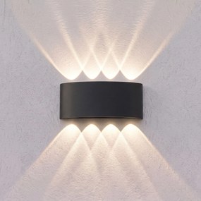 Toolight Toolight, JNH041-8G, venkovní LED nástěnné svítidlo nahoru/dolů, 8 LED, 12 W, 4000 K, IP44, černá matná, OSW-56232