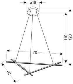 LED Lustr na lanku ANDROS LED/30W/230V