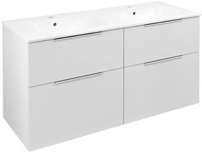 Sapho Sapho, CIRASA umyvadlová skříňka s dvojitým umyvadlem 121x66x46cm, bílá lesk, CR121-3030-21
