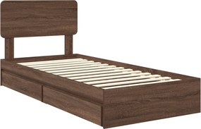 Postel s úložným prostorem se zásuvkou Hnědý dub 75 x 190 cm 3412331