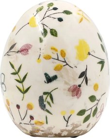 Béžové antik keramické vajíčko s květy Cavaillon - Ø 7*8 cm