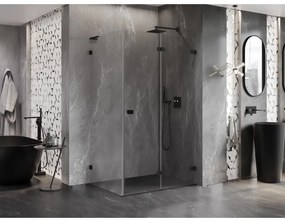 Mexen Lunar-F L, pravý sklápěcí sprchový kout 95 x 80 cm, 8mm čiré sklo, černý profil, 836L-095-080-70-00-P