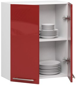 Horní kuchyňská skříňka Ozara W60 H720 (bílá + červený lesk). 1071199