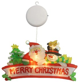 Vánoční LED závěsná dekorace do okna, Santa Clausa a sněhulák