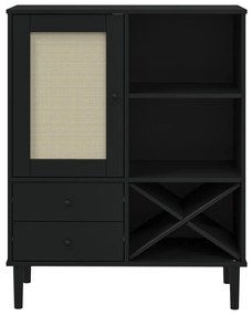 Skříňka SENJA ratanový vzhled černá 90 x 40 x 112 cm borovice,  358054