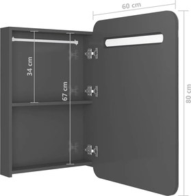 LED koupelnová skříňka se zrcadlem zářivě šedá 60 x 11 x 80 cm 326506