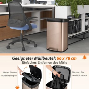 Costway Kuchyňský odpadkový koš 50 l s měkkým zavíracím víkem a deodorizační