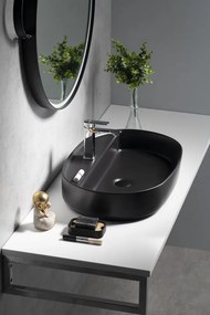 Isvea Infinity Oval keramické umyvadlo 60 x 40 cm na desku černá mat 10NF65060-2 Koupelny Bernold