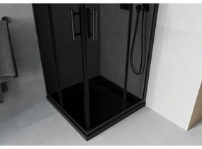 Mexen Rio čtvercový sprchový kout 70 x 70 cm, Grafitově černá, Černá + sprchová vanička Flat, Černá - 860-070-070-70-40-4070B