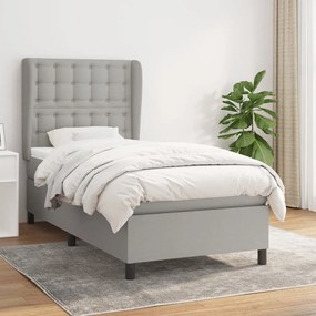 Box spring postel s matrací světle šedý 100 x 200 cm textil 3128261