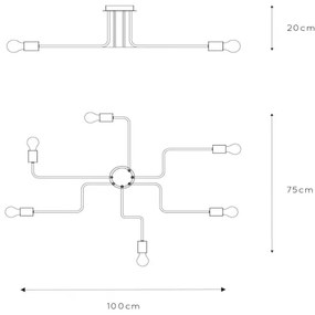 Lucide 21112/06/30 - Přisazený lustr LESTER 6xE27/40W/230V černá