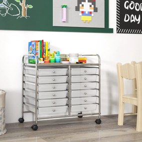 Costway Vozík s 12 stohovatelnými zásuvkami a amp; Úložná plocha, zásuvkový