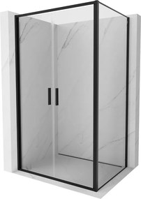Mexen Exo, výklopná sprchová kabina, dveře 120 cm + boční stěna 100 cm, transparentní sklo, černá, 814-120-100-70-00