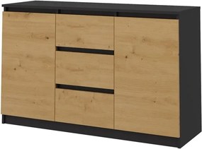 FALCO Komoda Malvína 2D3S 120 antracit/dub artisan