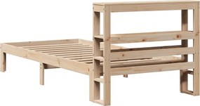 Rám postele s čelem 90 x 200 cm masivní borové dřevo 3306041