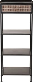 Černý kovový policový regál se šuplíkem Valio Black - 54*38*140cm