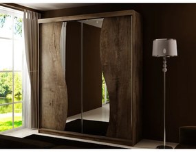 Šatní skříň se zrcadlem Sahara 8/150 cm, Osvětlení: bez osvětlení, Barva: jasan tmavý