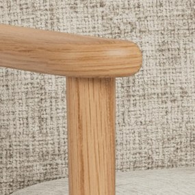 Lounge křeslo Auckland z masivu béžové/dub přírodní