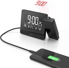 Hama Plus Charge / budík s projekcí času a USB konektorem pro nabíjení