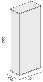 PLAN Kancelářská šatní skříň LAYERS, výsuv, 800 x 400 x 1905 mm, bílá