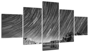 Černobíly obraz hvězdné oblohy (125x70 cm)