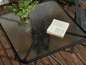 Zahradní čtvercový stůl se skleněnou deskou ISLAND 70x70 cm, černý