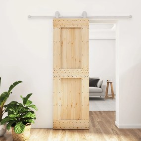 Posuvné Dveře S Kováním 70 X 210 Cm Masivní Borové Dřevo
