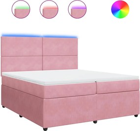 Box spring postel s matrací růžová 200x200 cm samet 3294729